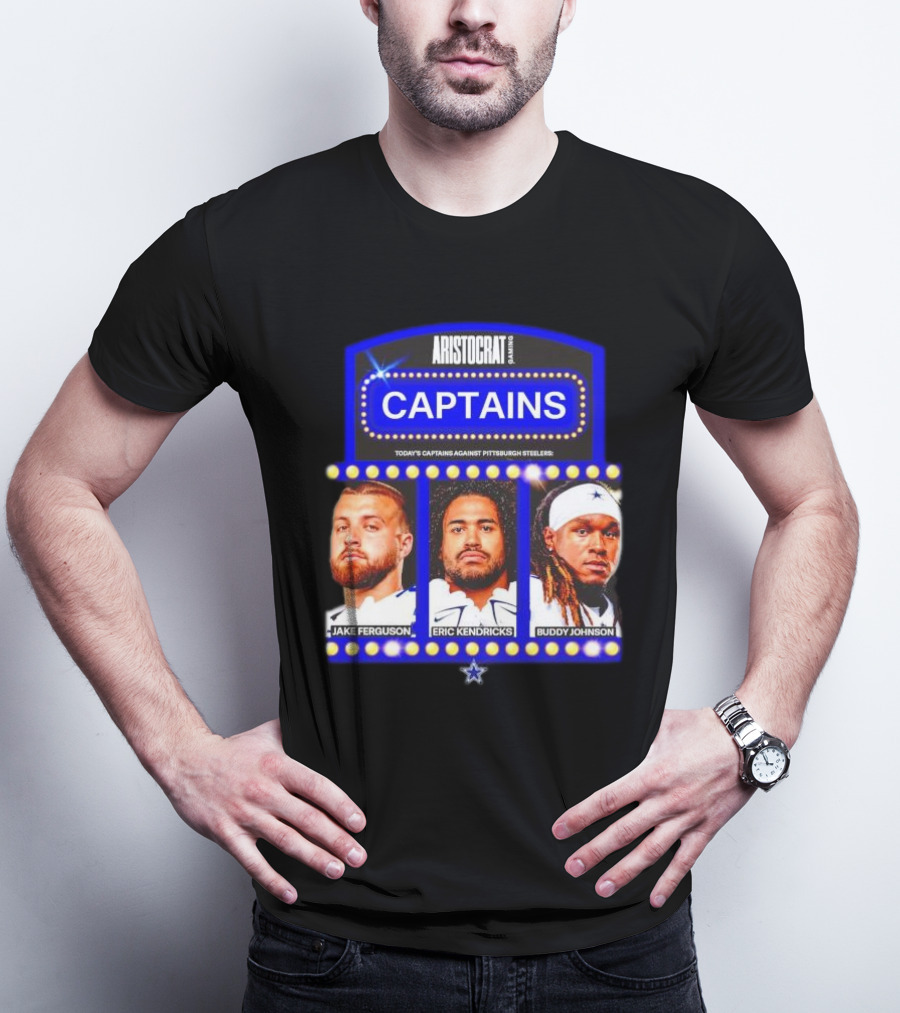 ARISTOCRAT CAPTAINS Dallas Cowboys Jake Ferguson Eric Kendricks Buddy Johnson Against Pittsburgh Steelers T-Shirt
