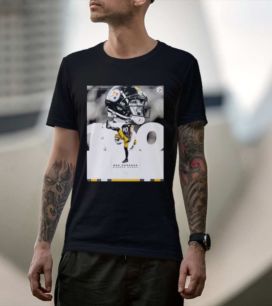 TJ Watt Pittsburgh Steelers 100 Career Sacks Signature T-Shirt