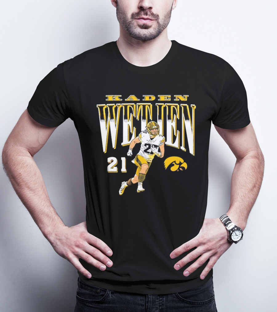 Kaden Wetjen Iowa Hawkeyes 21 Player Cartoon T-Shirt