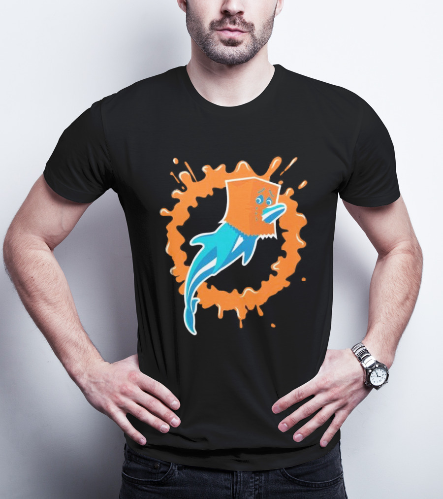 Paper Bag Dolphin Miami Dolphins Fan Humor NFL Sports Team T-Shirt