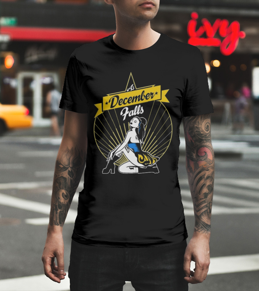 As December Falls Retro Pin-Up Girl T-Shirt