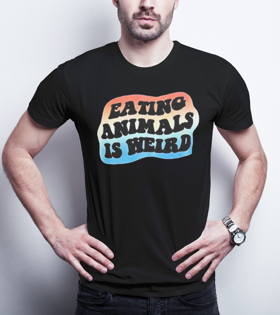 Eating Animals Is Weird Retro Hippie Style Bold Psychedelic Text T-Shirt