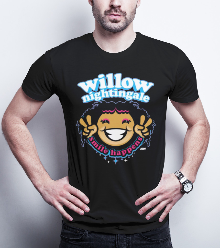 Willow Nightingale Smile Happens AEW Peaceful Emoji T-Shirt