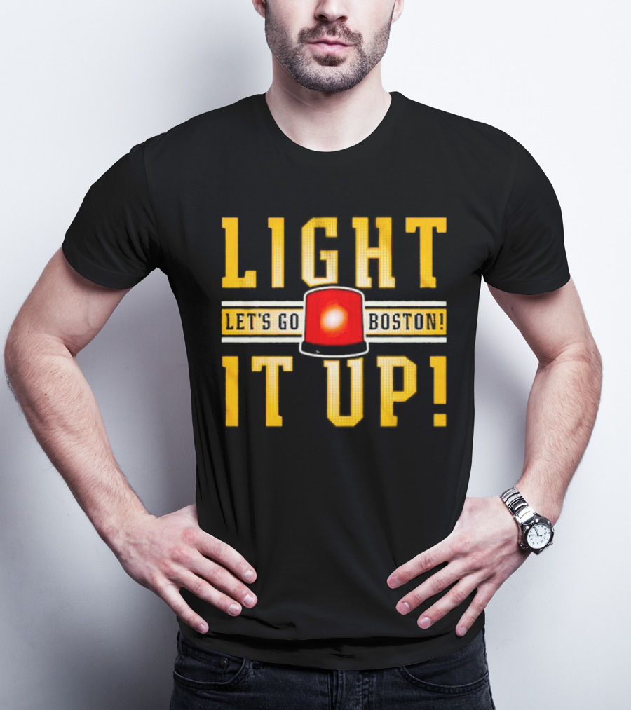 Light It Up Let's Go Boston Hockey Alarm Light T-Shirt