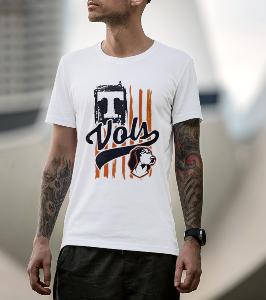 Vols T Logo With Dog And Orange Stripes T-Shirt