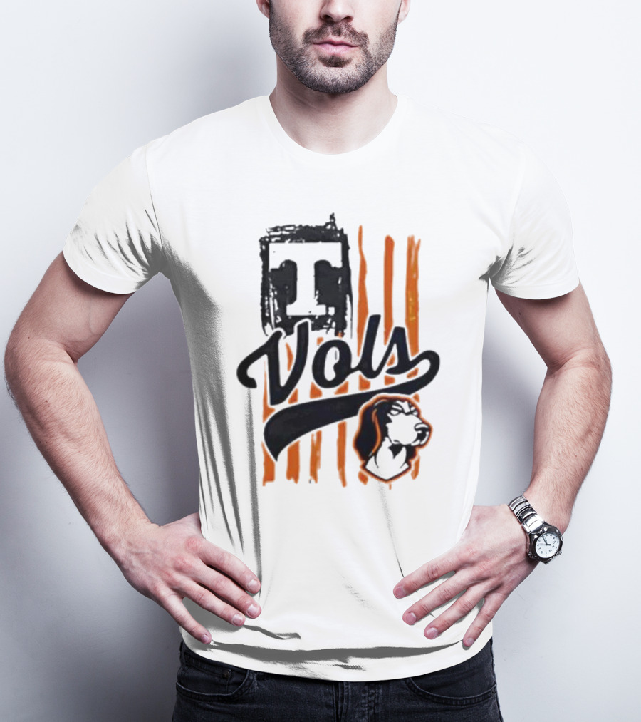 Vols T Logo With Dog And Orange Stripes T-Shirt