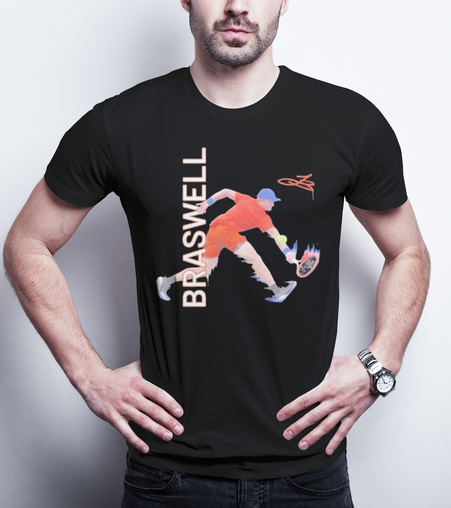 Braswell Tennis Player Signature Action With Dynamic Stroke T-Shirt