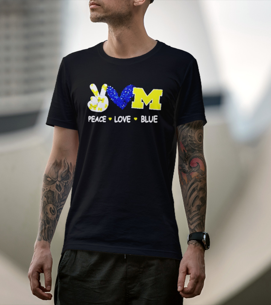 Peace Love M Blue T-Shirt