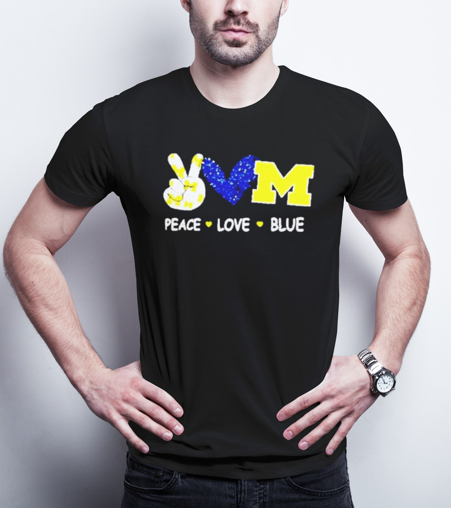 Peace Love M Blue T-Shirt