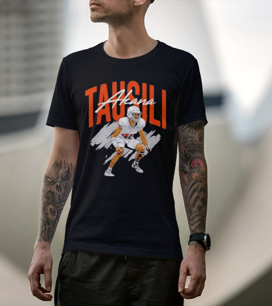 Tausili Akana Texas Longhorns Player Football Action T-Shirt