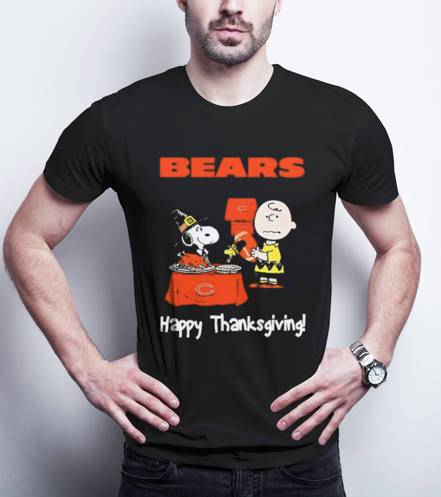BEARS Chicago Charlie Brown And Snoopy Happy Thanksgiving T-Shirt