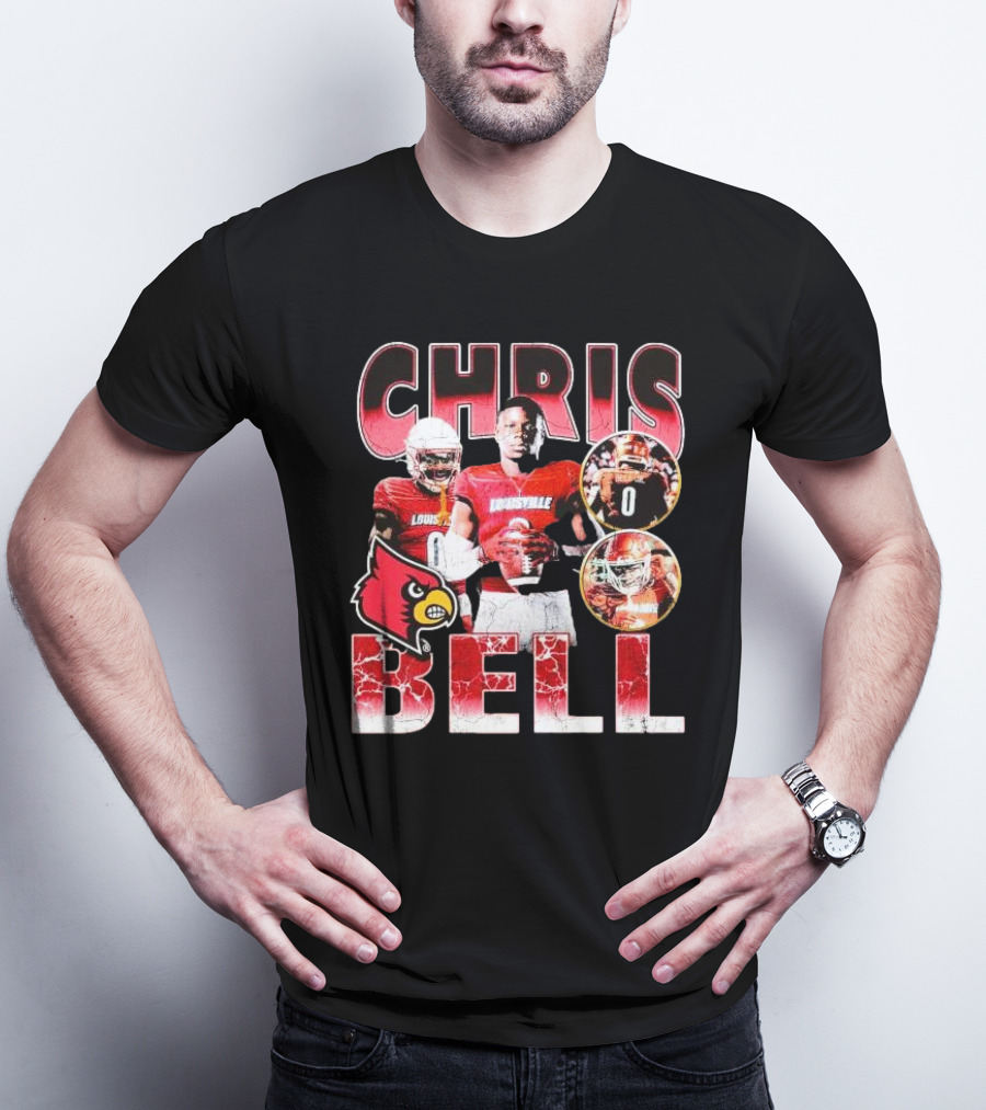 Chris Bell Louisville Cardinals Football Number 0 Retro Signature T-Shirt