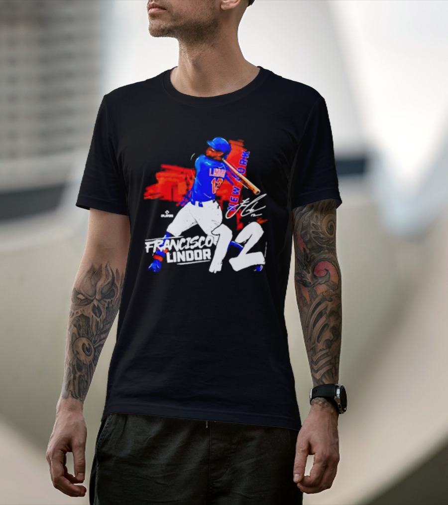 FRANCISCO LINDOR NEW YORK METS NUMBER 12 SIGNATURE HIT T-Shirt
