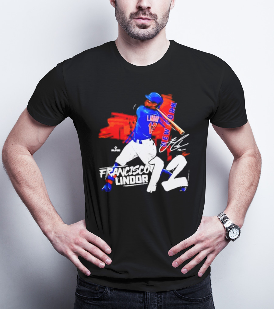 FRANCISCO LINDOR NEW YORK METS NUMBER 12 SIGNATURE HIT T-Shirt