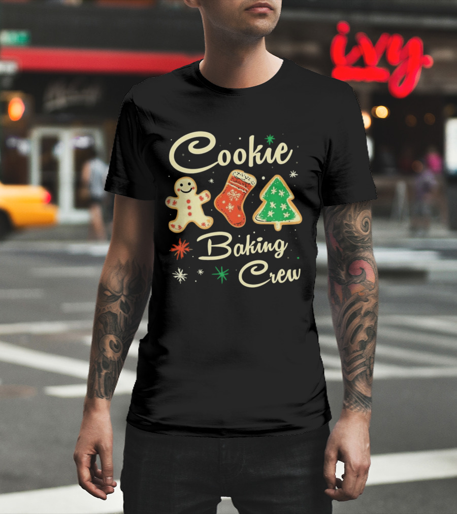 Cookie Baking Crew Christmas Gingerbread Stocking Tree Cookies T-Shirt