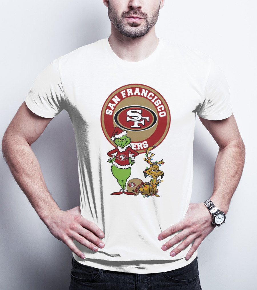 San Francisco 49ers Grinch And Max Merry Christmas T-Shirt