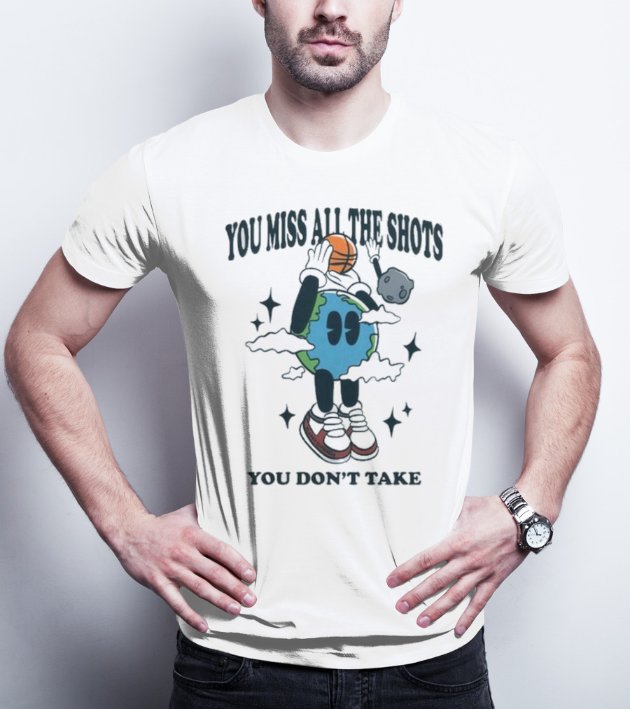 You Miss All The Shots You Don’t Take Planet Euphoria Basketball Earth Clouds Stars T-Shirt
