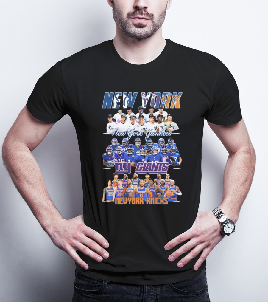 New York Yankees NY Giants New York Knicks Team Players T-Shirt