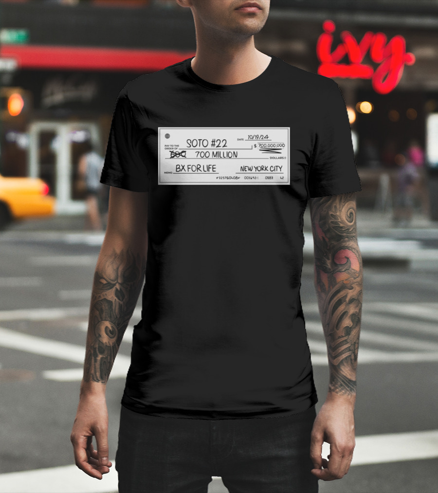Whatever He Wants Soto #22 700 Million BX For Life New York City Check T-Shirt