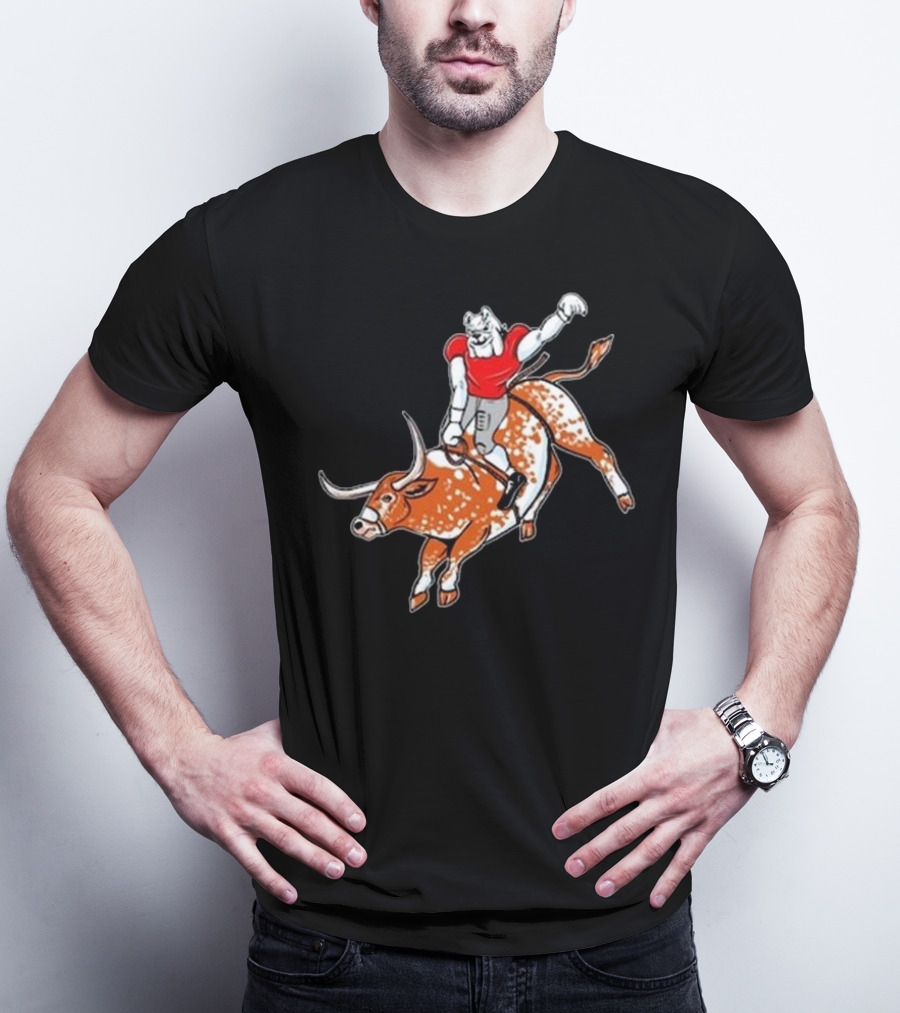Ga Horns Down Bulldog Rides Longhorn T-Shirt