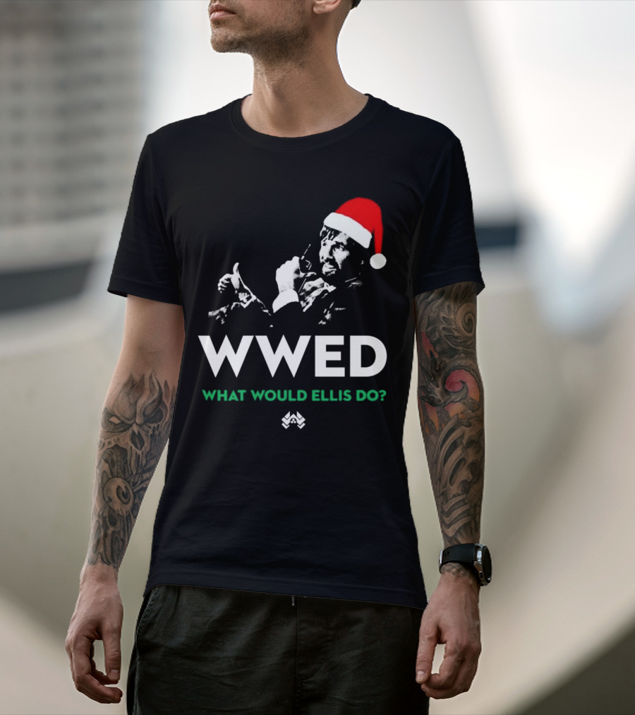 WWED What Would Ellis Do Santa Hat Christmas Edition T-Shirt