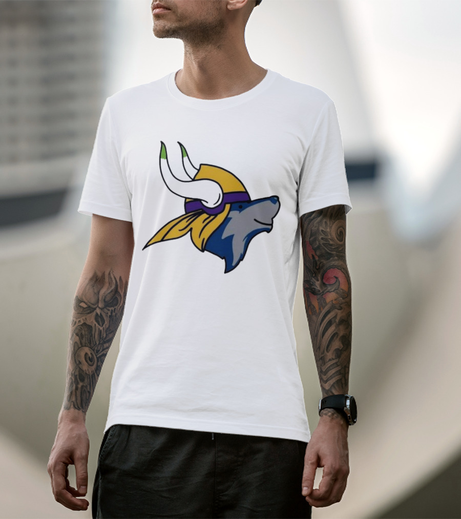 Minnesota Timbervikes Wolf And Viking Helmet Mashup T-Shirt