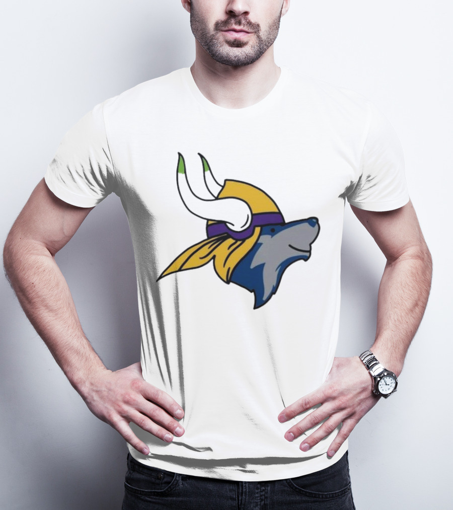 Minnesota Timbervikes Wolf And Viking Helmet Mashup T-Shirt