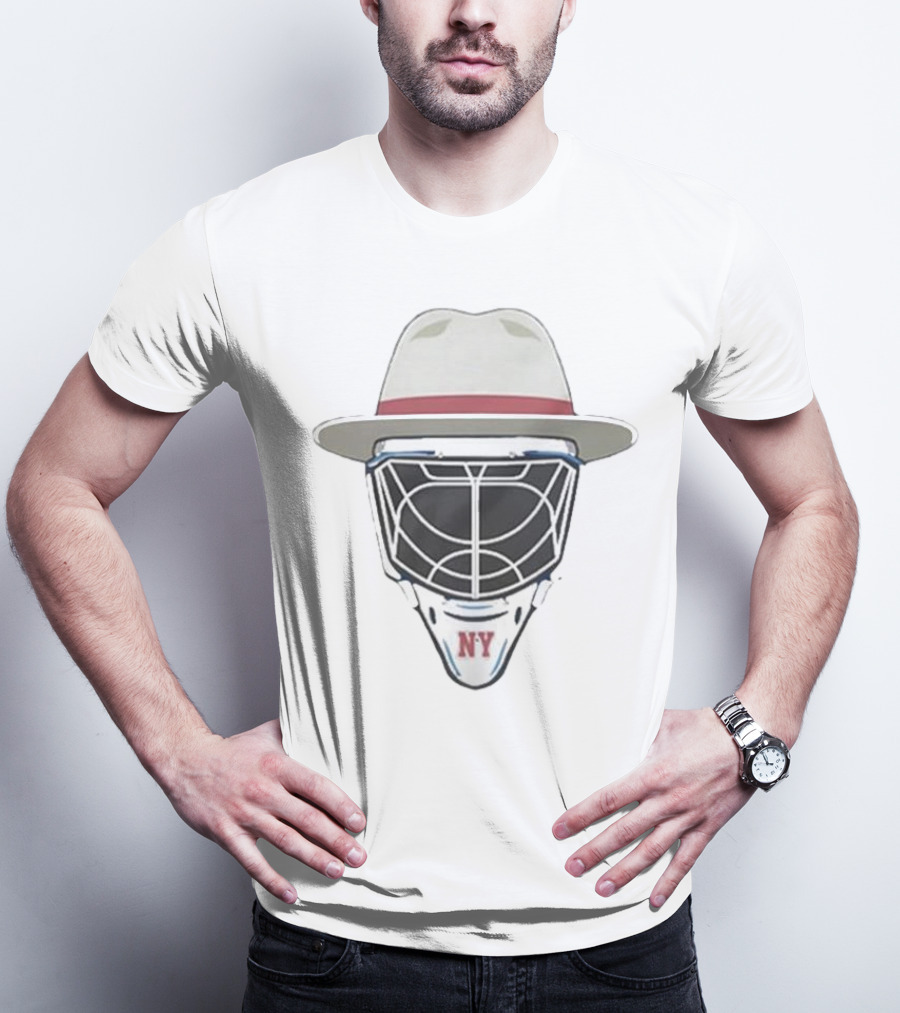 New York Rangers NY Hockey Mask Fedora Hat T-Shirt