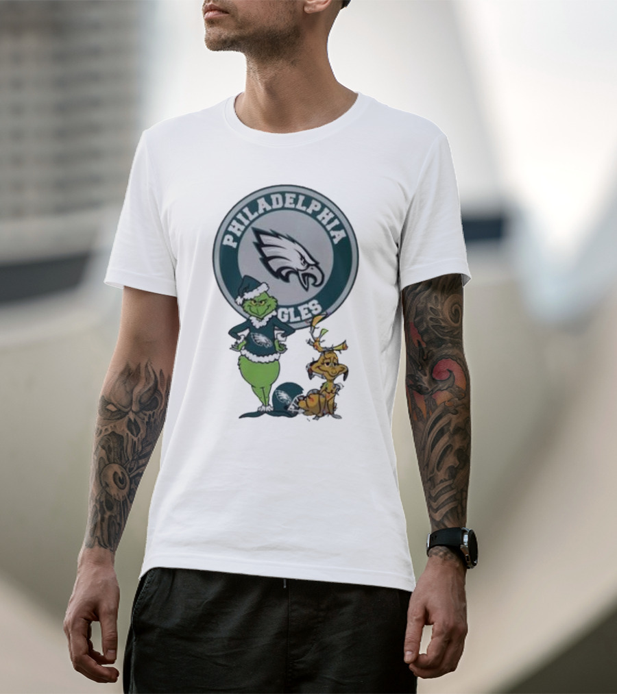 Philadelphia Eagles Grinch Max Merry Christmas T-Shirt