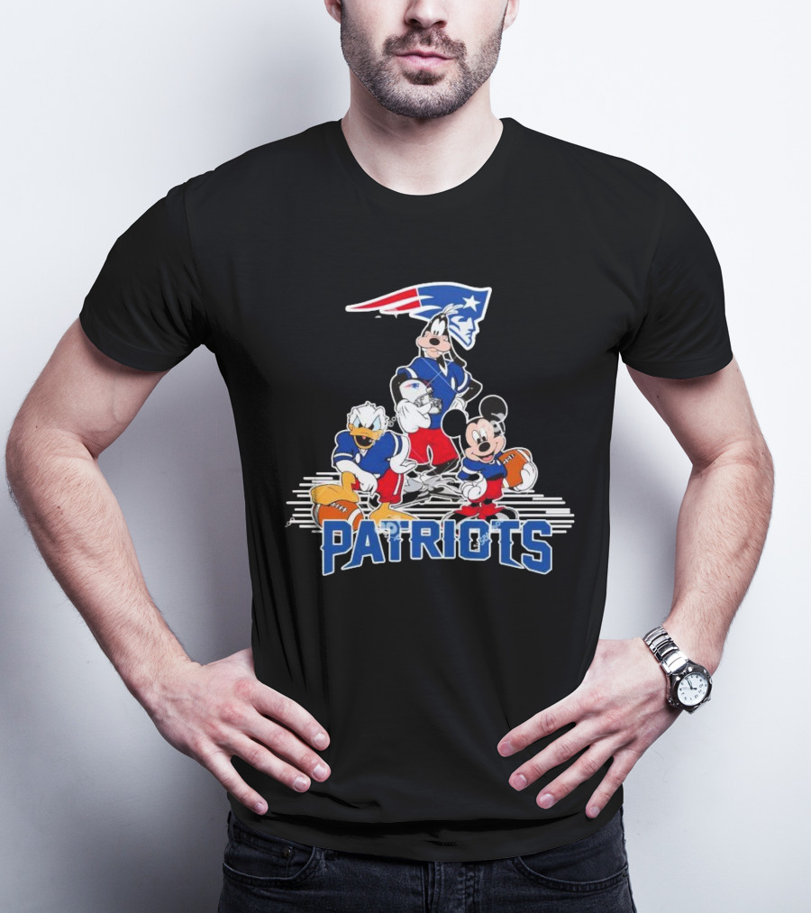 Mickey Donald Goofy Patriots Football Disney Crossover T-Shirt