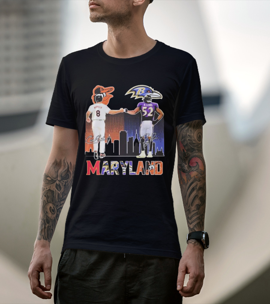 Maryland Sports Baltimore Orioles Ripken Baltimore Ravens Lewis Signatures T-Shirt