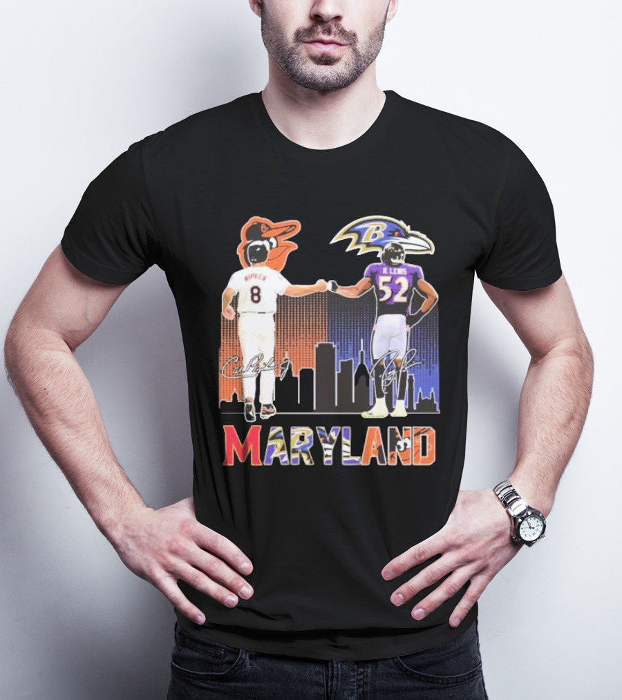 Maryland Sports Baltimore Orioles Ripken Baltimore Ravens Lewis Signatures T-Shirt