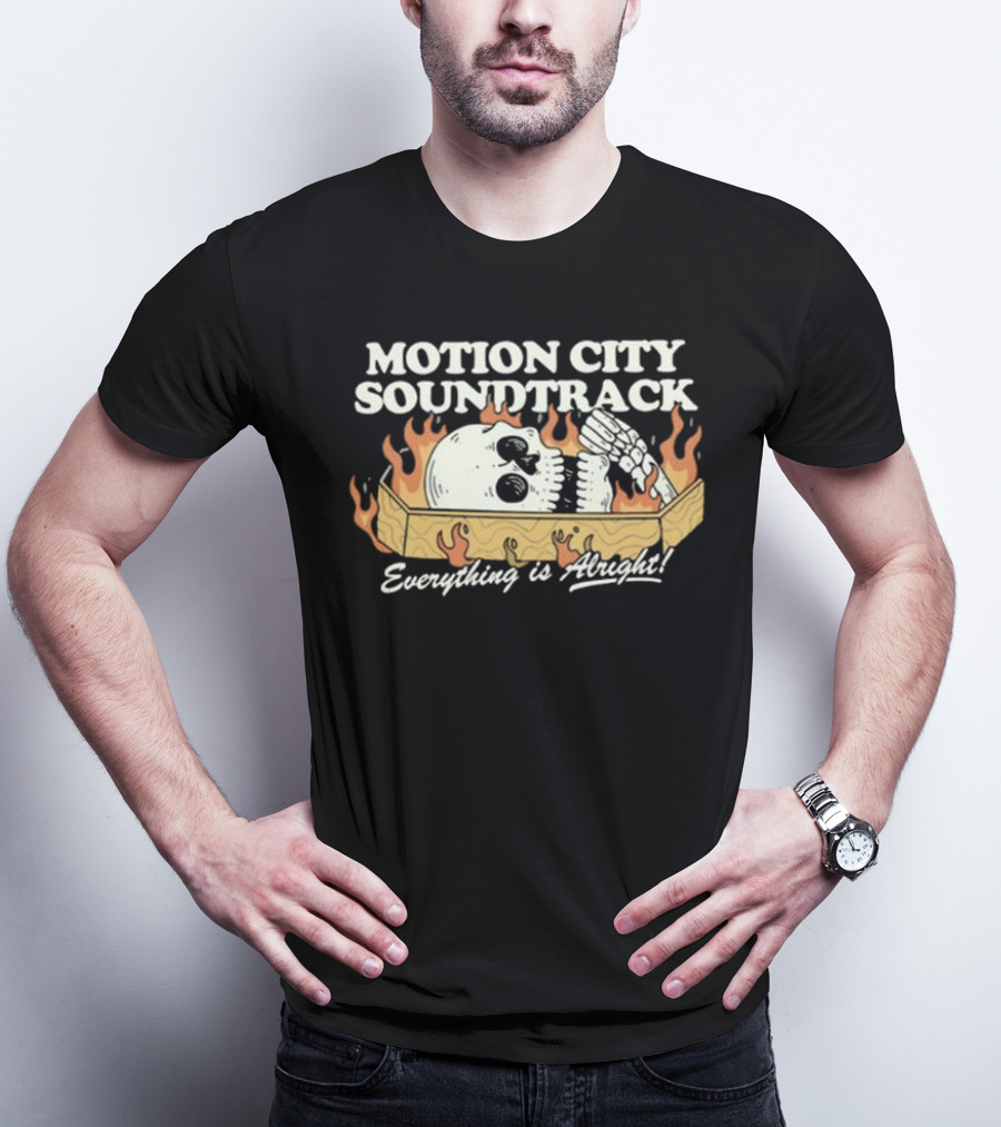 Motion City Soundtrack Everything Is Alright Coffin Skull Flames T-Shirt