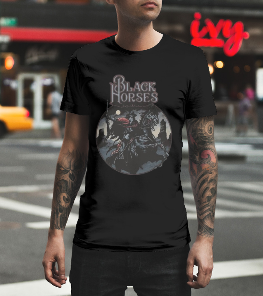 Black Horses Moonlit Knight T-Shirt