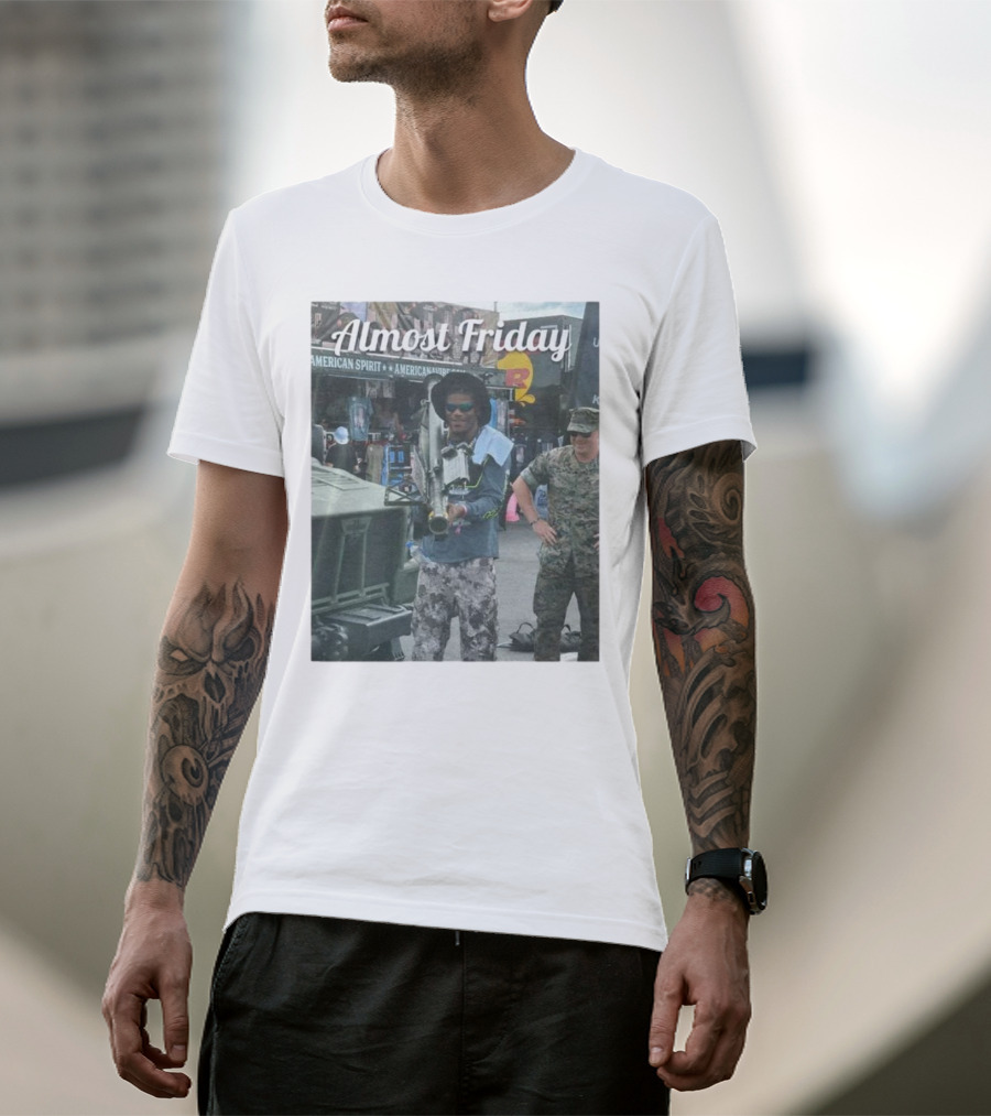 Almost Friday Military Style Rocket Launcher Urban Scene T-Shirt