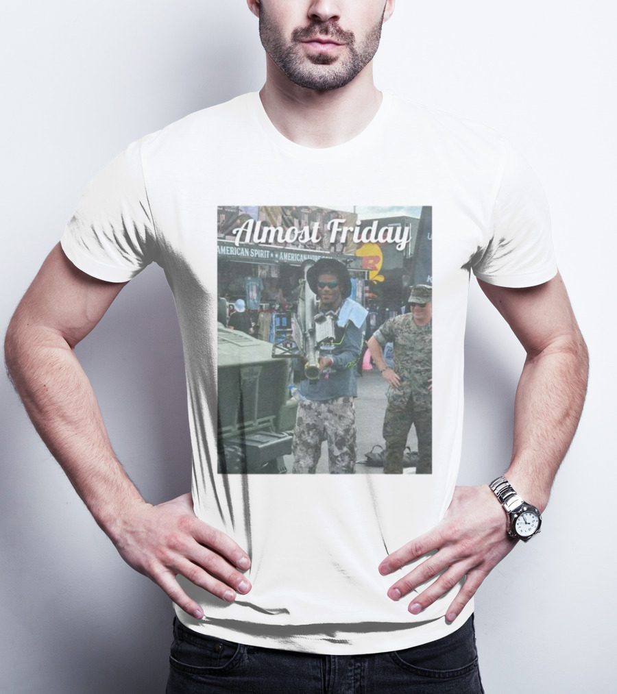 Almost Friday Military Style Rocket Launcher Urban Scene T-Shirt