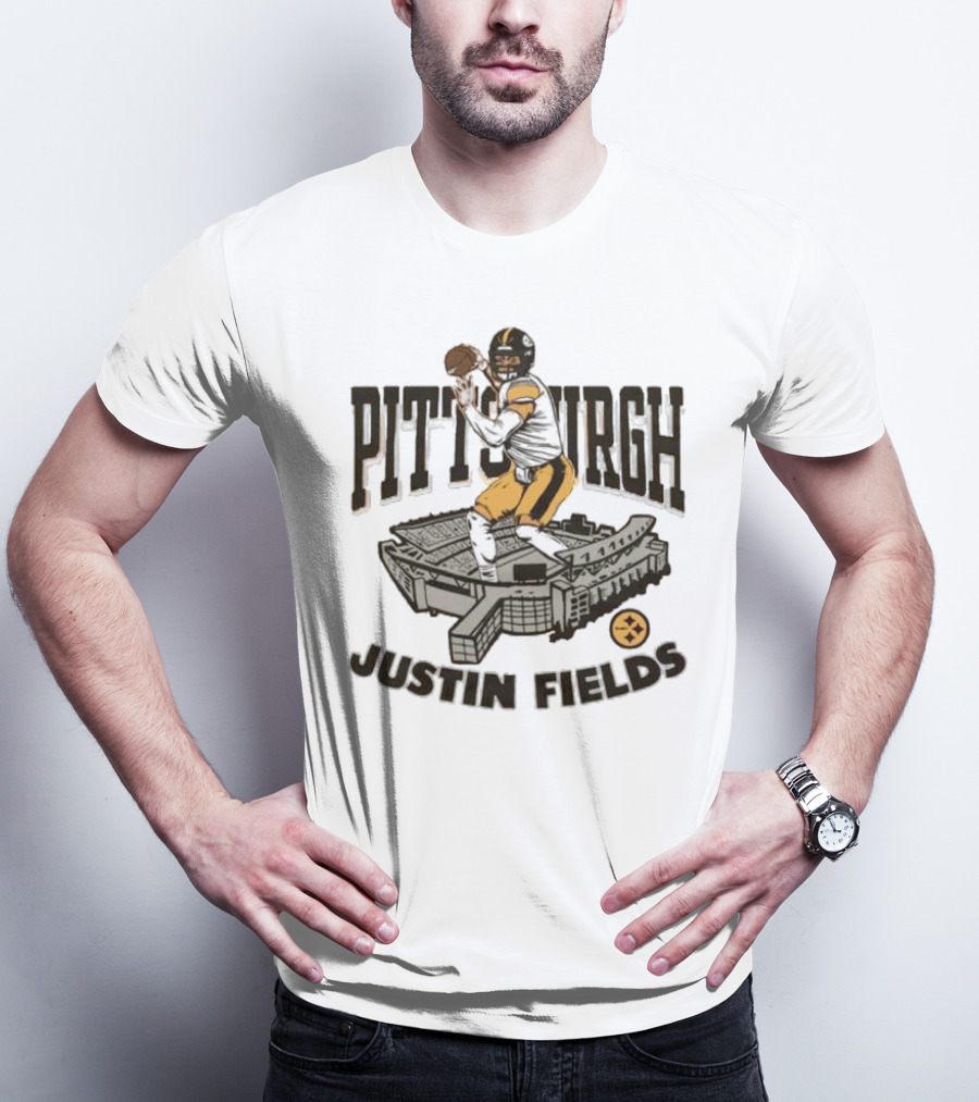 Pittsburgh Steelers Justin Fields Player Stadium NFL Football T-Shirt