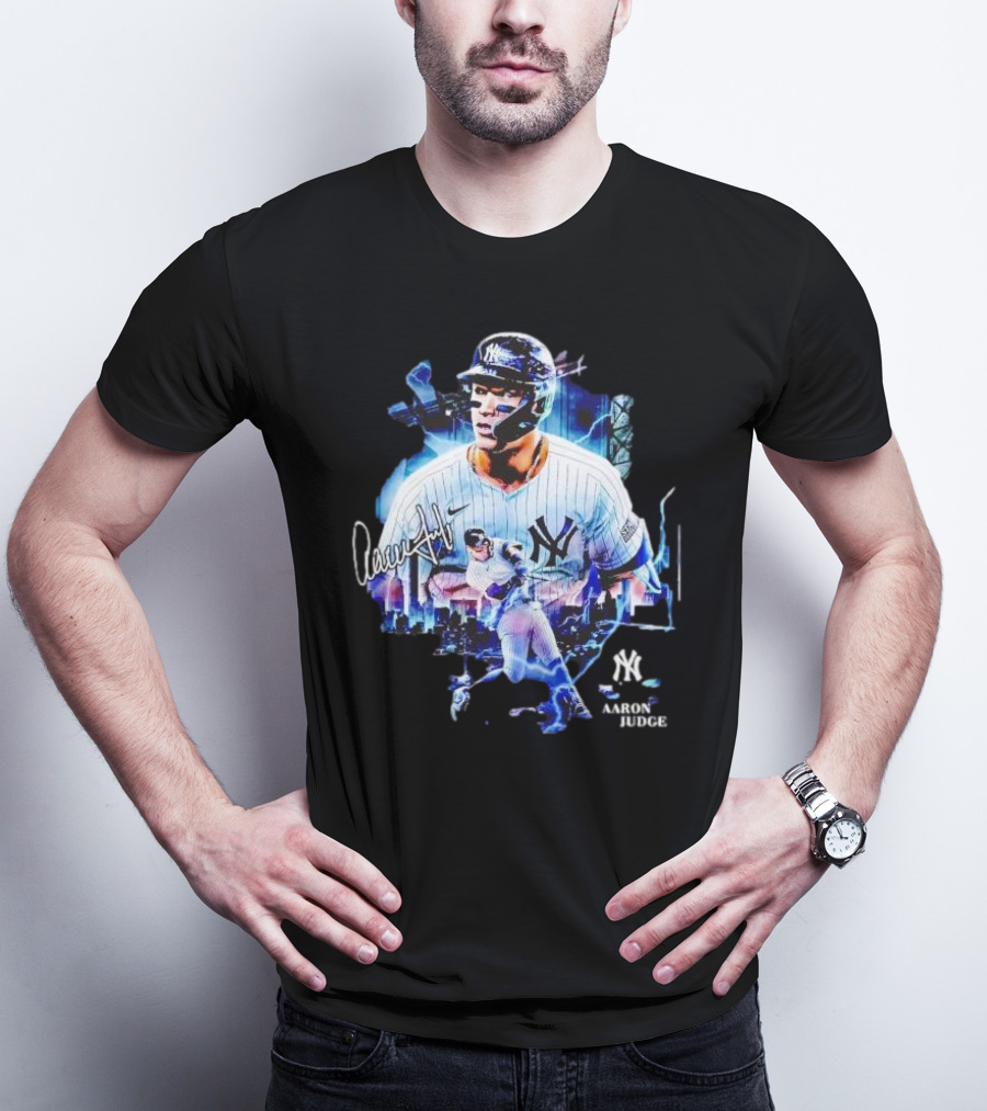 Aaron Judge New York Yankees Signature Vintage Skyline Baseball T-Shirt