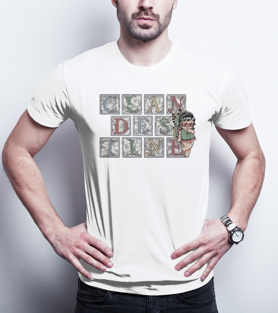 Clandestine Industries Fairy Letters Block Design With Cartoon Fairy T-Shirt