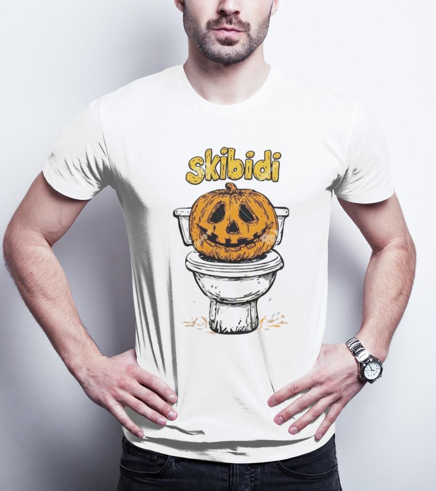 Skibidi Pumpkin On Toilet Jack-o'-Lantern T-Shirt