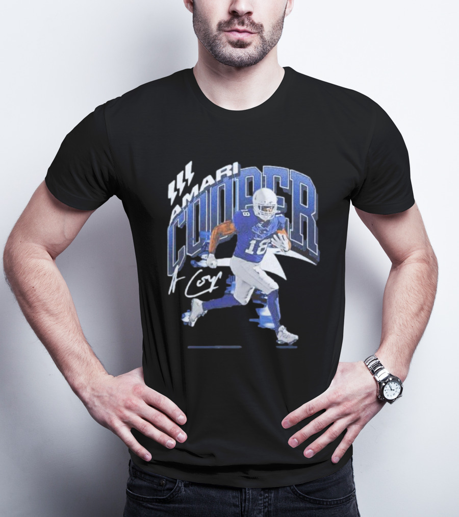 Amari Cooper Signature Football Player 18 With Energetic Blue T-Shirt