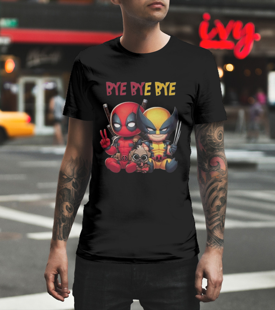 Deadpool Wolverine Bye Bye Bye Best Song For Hero Cute Chibi T-Shirt