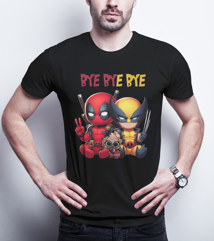 Deadpool Wolverine Bye Bye Bye Best Song For Hero Cute Chibi T-Shirt