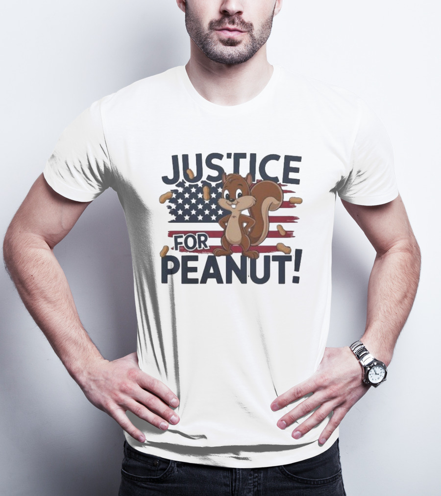 Justice For Peanut The Squirrel American Flag Peanuts T-Shirt