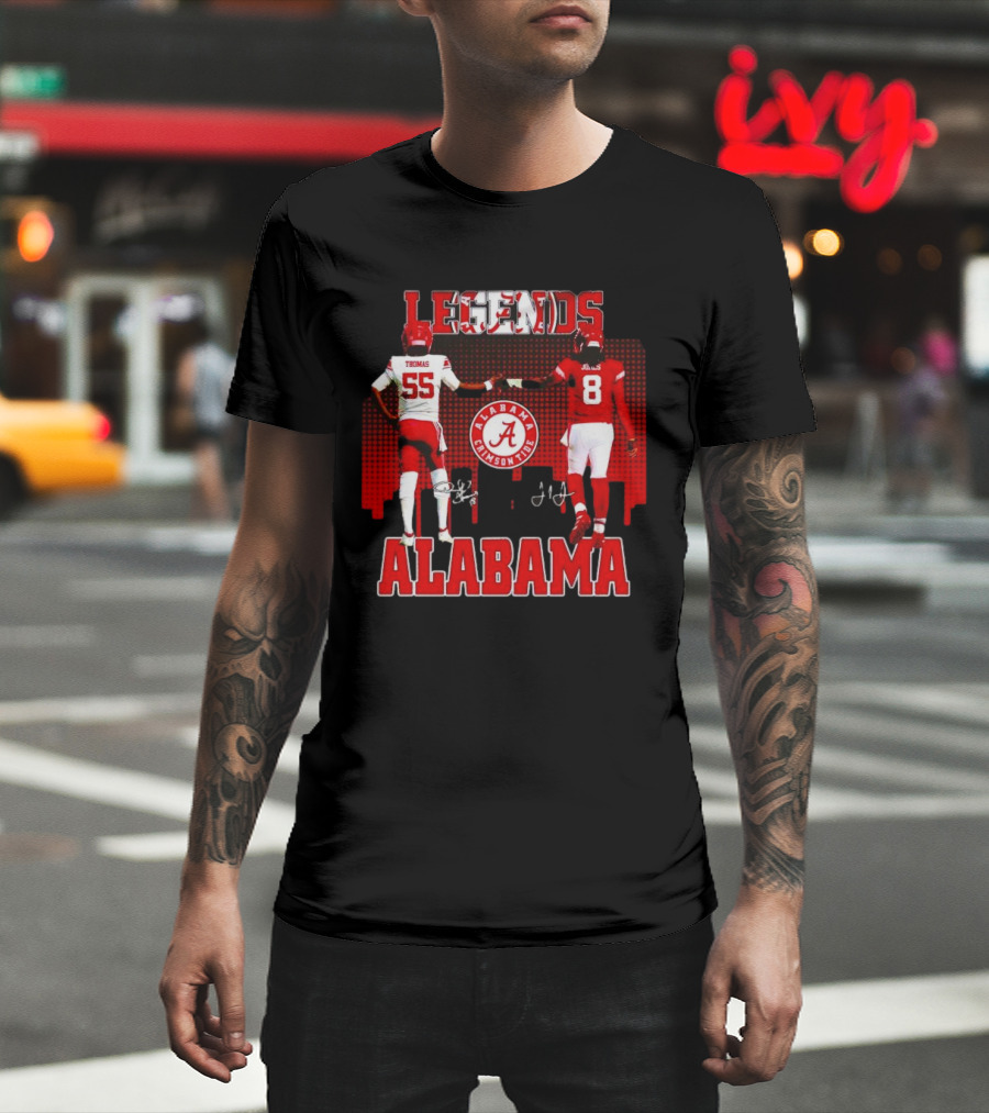 Alabama Crimson Tide Legends Thomas And Jones Signatures Cityline Red T-Shirt
