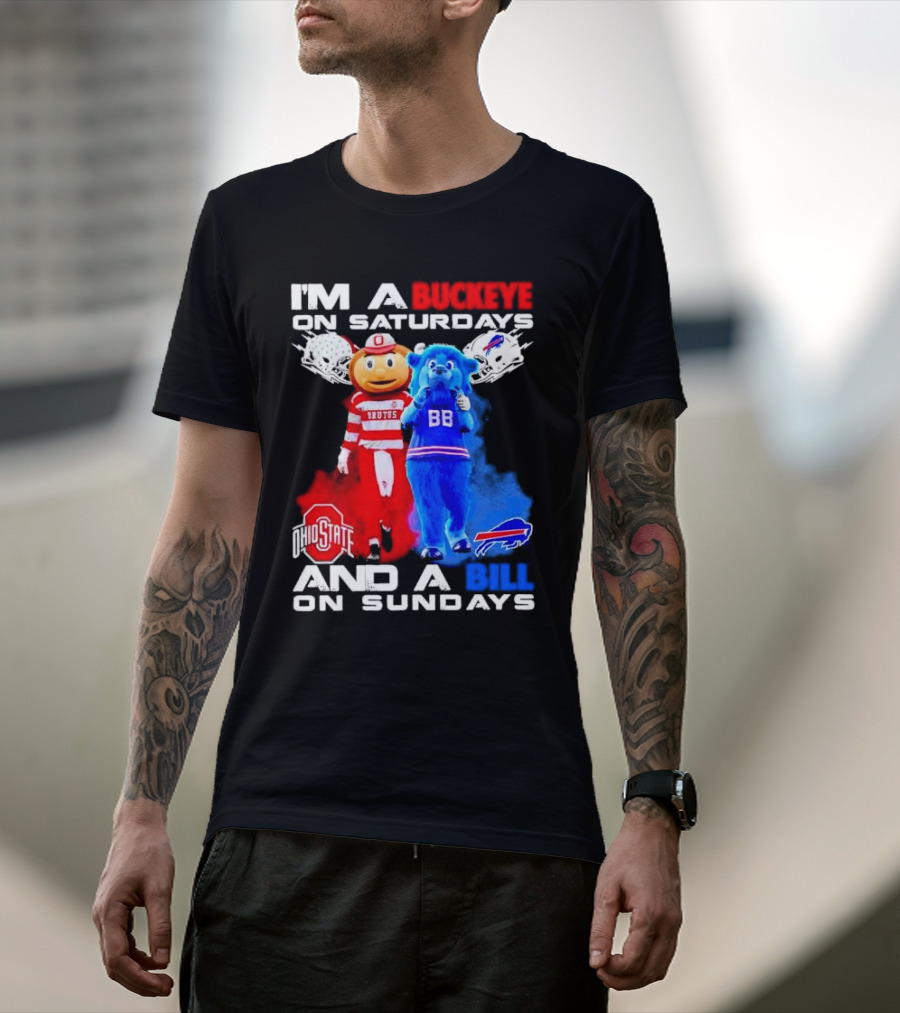 I’m A Buckeye On Saturdays And A Bill On Sundays Ohio State Buffalo Mascots Helmets T-Shirt