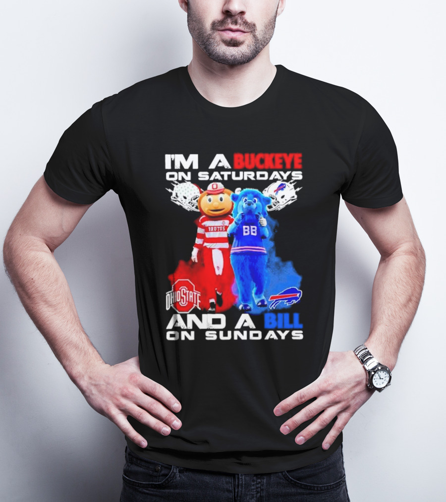 I’m A Buckeye On Saturdays And A Bill On Sundays Ohio State Buffalo Mascots Helmets T-Shirt