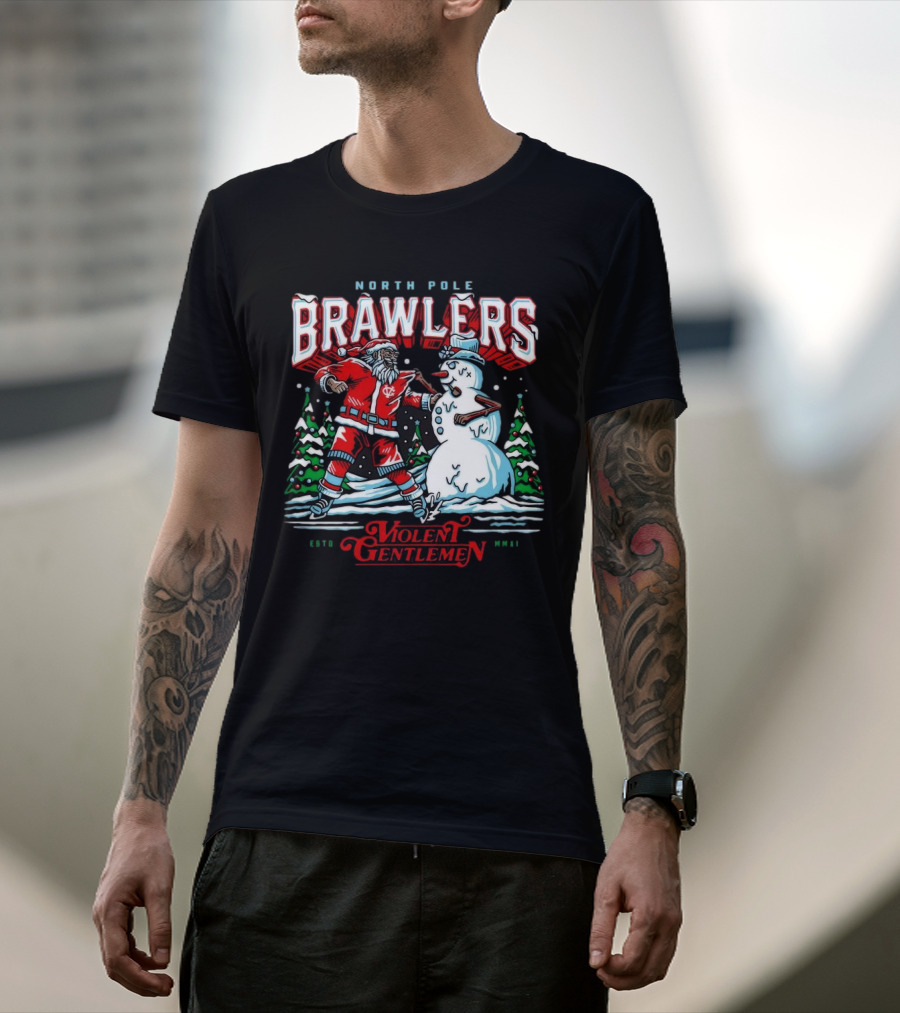 North Pole Brawlers Violent Gentlemen ESTD MMXI Christmas T-Shirt