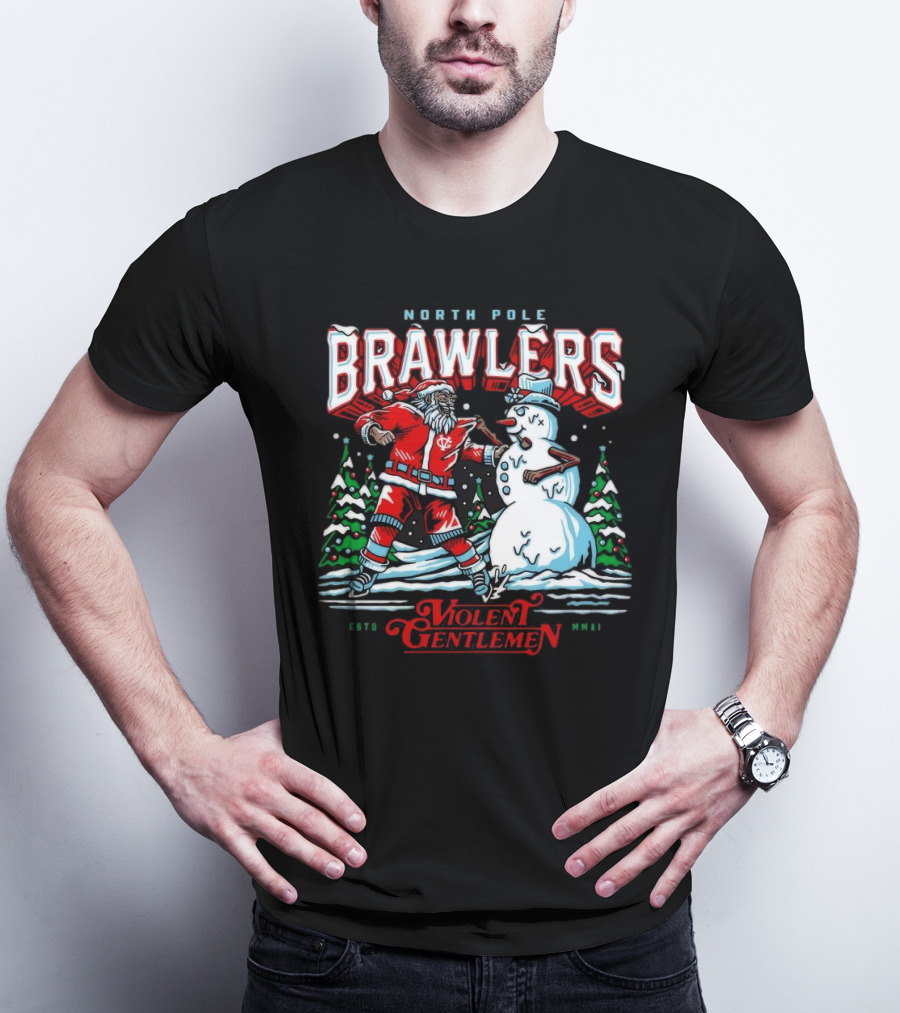 North Pole Brawlers Violent Gentlemen ESTD MMXI Christmas T-Shirt