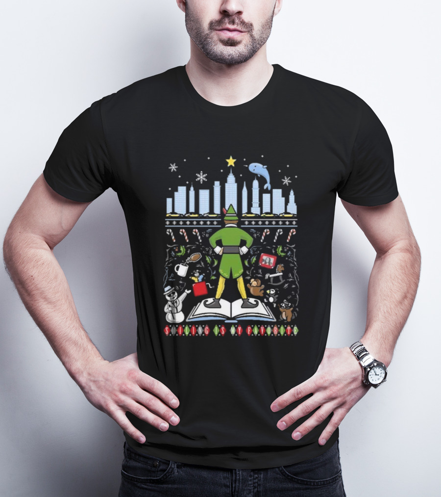 Smiling Is My Favorite Elf New York Christmas T-Shirt